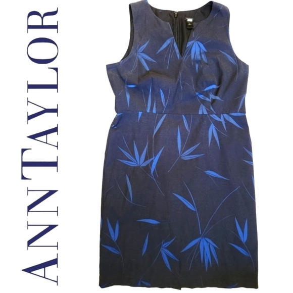 Ann Taylor | Dresses | Ann Taylor Black Blue Bamboo Sheath Dress | Poshmark